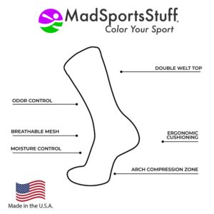 MadSportsStuff Swimmer Logo Athletic Crew Socks (Columbia Blue/Black, Large)