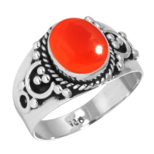 jeweloporium orange carnelian genuine 925 sterling silver ring for women gemstone cocktail silver ring size 8 friendship day gift victorian jewelry