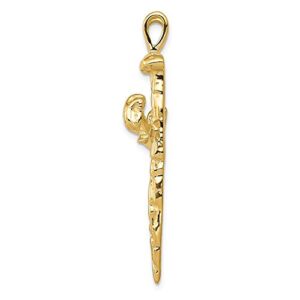 Real 14kt Yellow Gold Polished Nail Cross Charm