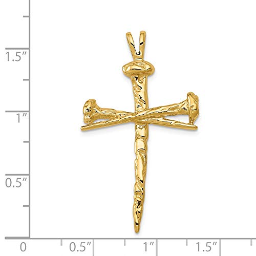 Real 14kt Yellow Gold Polished Nail Cross Charm