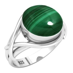 jeweloporium 925 silver ring for women green genuine malachite stone boho silver ring size 8.5 thanksgiving gift statement jewelry