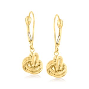 ross-simons 14kt yellow gold love knot drop earrings