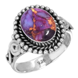 jeweloporium 925 sterling silver ring for women copper purple turquoise gemstone statement silver ring size 10 mothers' day gift fashion jewelry