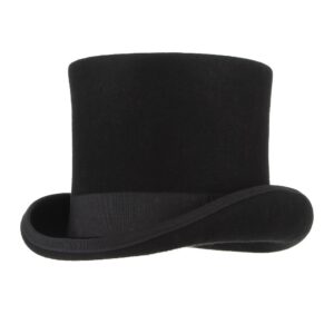 gemvie men 100% wool mad hatter satin lined black top hats 6.7" high topper hat