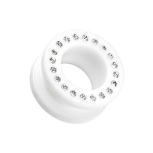 covet jewelry gems encircle screw-fit ear gauge tunnel plug (1/2" (12.5mm), white/clear)