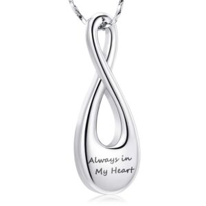 imrsanl cremation ashes jewelry infinity urn pendants ashes holder memorial keepsake urn necklace cremation jewelry for pet/human (always in my heart)