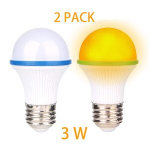 KINUR A15 3W low watt light bulbs 25 watt light bulbs equivalent dim light bulbs amber lights e26 medium warm light bulbs for Healthy Sleep light and Baby Nursery Light 2 Pack