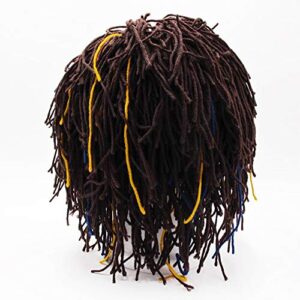 Kirmoo Knit Rasta Beanie Hats for Men Funny Winter Hats for Adults Jamaican Hat with Dreadlocks Fake Dreads Wig (Brown Beanie)