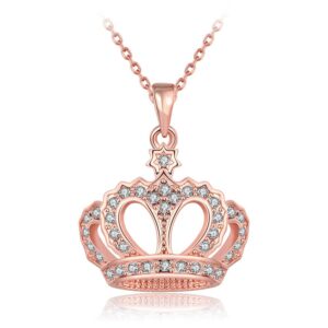 hengyid queen style 18k rose gold-plated crown necklace pendant (rose gold)