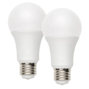 maxxima 3-way led a19 light bulb - 40w/80w/120w equivalent, 600-1200 - 1800 lumens, 2700k soft white, featuring 3 brightness levels, dimmable indoor lighting solution - 2 pack