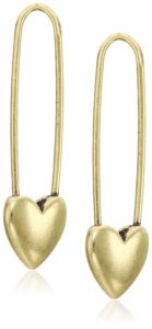 lucky brand women's safety pin earrings, gold, one size