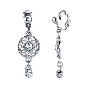 1928 jewelry women's crystal clip on drop earrings