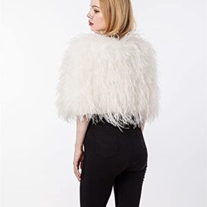 Women Ostrich Fur Pink Feather Small Shawl Cape for Wedding for Party Bride Furry White Color Blush Fluffy Luxurious Romantic