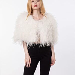 Women Ostrich Fur Pink Feather Small Shawl Cape for Wedding for Party Bride Furry White Color Blush Fluffy Luxurious Romantic