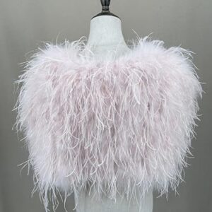 Women Ostrich Fur Pink Feather Small Shawl Cape for Wedding for Party Bride Furry White Color Blush Fluffy Luxurious Romantic