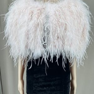 Women Ostrich Fur Pink Feather Small Shawl Cape for Wedding for Party Bride Furry White Color Blush Fluffy Luxurious Romantic