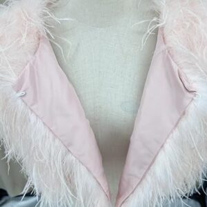 Women Ostrich Fur Pink Feather Small Shawl Cape for Wedding for Party Bride Furry White Color Blush Fluffy Luxurious Romantic