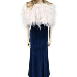 Women Ostrich Fur Pink Feather Small Shawl Cape for Wedding for Party Bride Furry White Color Blush Fluffy Luxurious Romantic