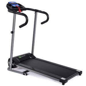 Goplus 1100W Electric Folding Treadmill, with LCD Display and Heart Rate Sensor, Compact Running Machine for Home