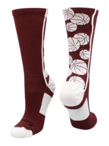 crazy basketball logo crew socks (maroon/white, medium)