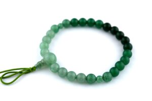 京都あさひ屋 green aventurine quartz indian jade gradation stone bracelet women men elastic bangle kyoto mala beads (rosary)