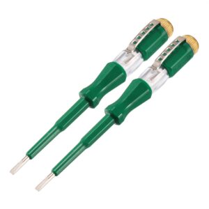 uxcell voltage tester ac 100-500v with 3mm slotted screwdriver with clip for circuit test, green, pack of 2