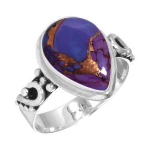 jeweloporium 925 silver ring for women size 13 copper purple turquoise stone solitaire silver ring valentine's day gift costume jewelry