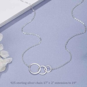 AnalysisyLove 3 Generations Necklace - Sterling Silver Interlocking Infinity 3 Circles Necklace for Grandma Mom Granddaughter, Birthday Jewelry Mothers Day Gift