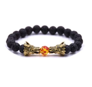 chandria's treasures black natural lava stone dragon head energy beads bracelet