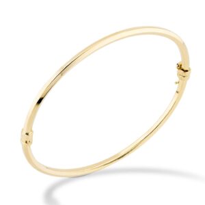 miabella 18k gold over sterling silver italian oval hinged bangle bracelet for women, 6.75 to 8 inch, 925 made in italy (medium - 7.5 inches)