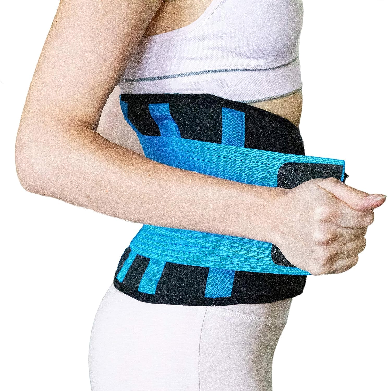 RiptGear Back Brace for Lower Back Pain Relief - Breathable Back Brace for Men and Women - Ideal for Lifting, Work, Sciatica, Herniated Disc, and Lumbar Support - Blue, Large (Waist: 32"-35")