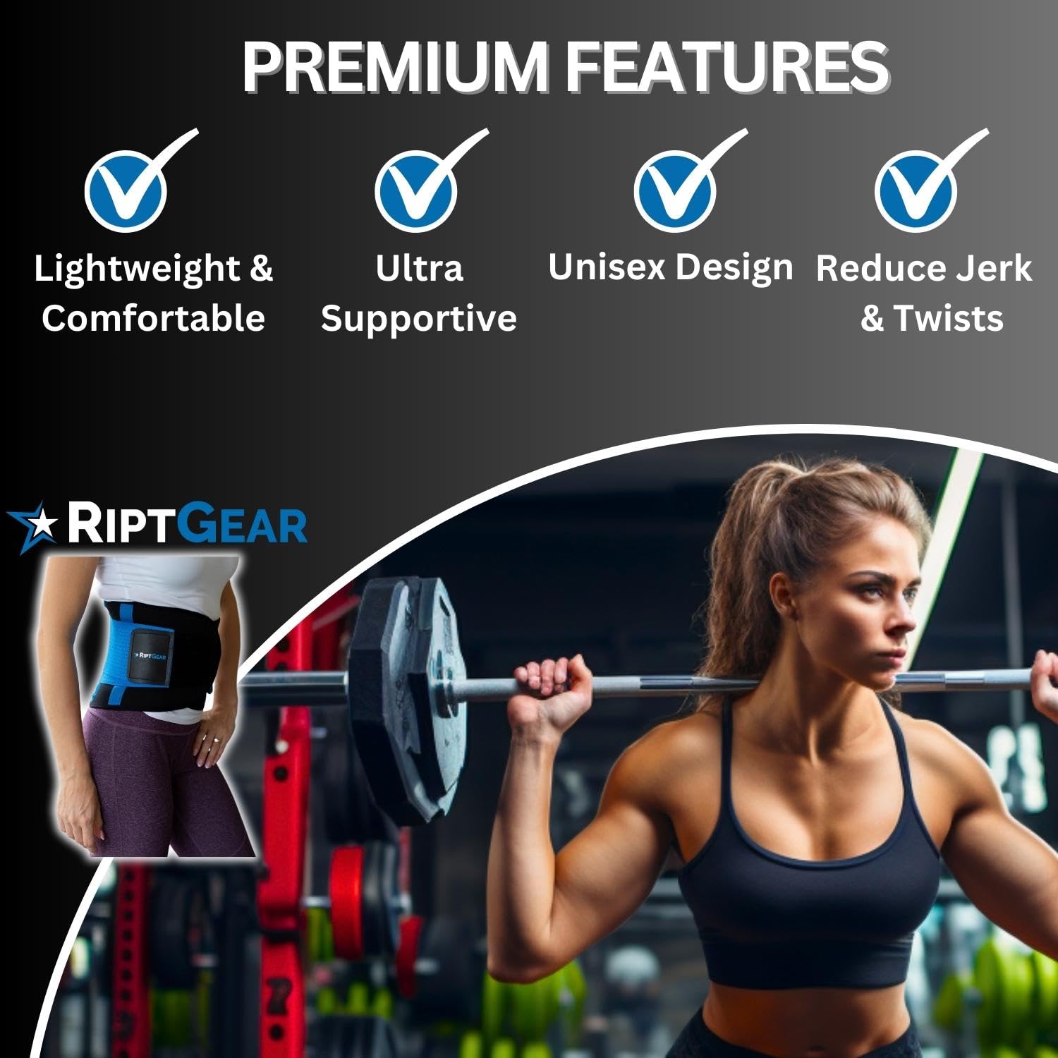 RiptGear Back Brace for Lower Back Pain Relief - Breathable Back Brace for Men and Women - Ideal for Lifting, Work, Sciatica, Herniated Disc, and Lumbar Support - Blue, Large (Waist: 32"-35")