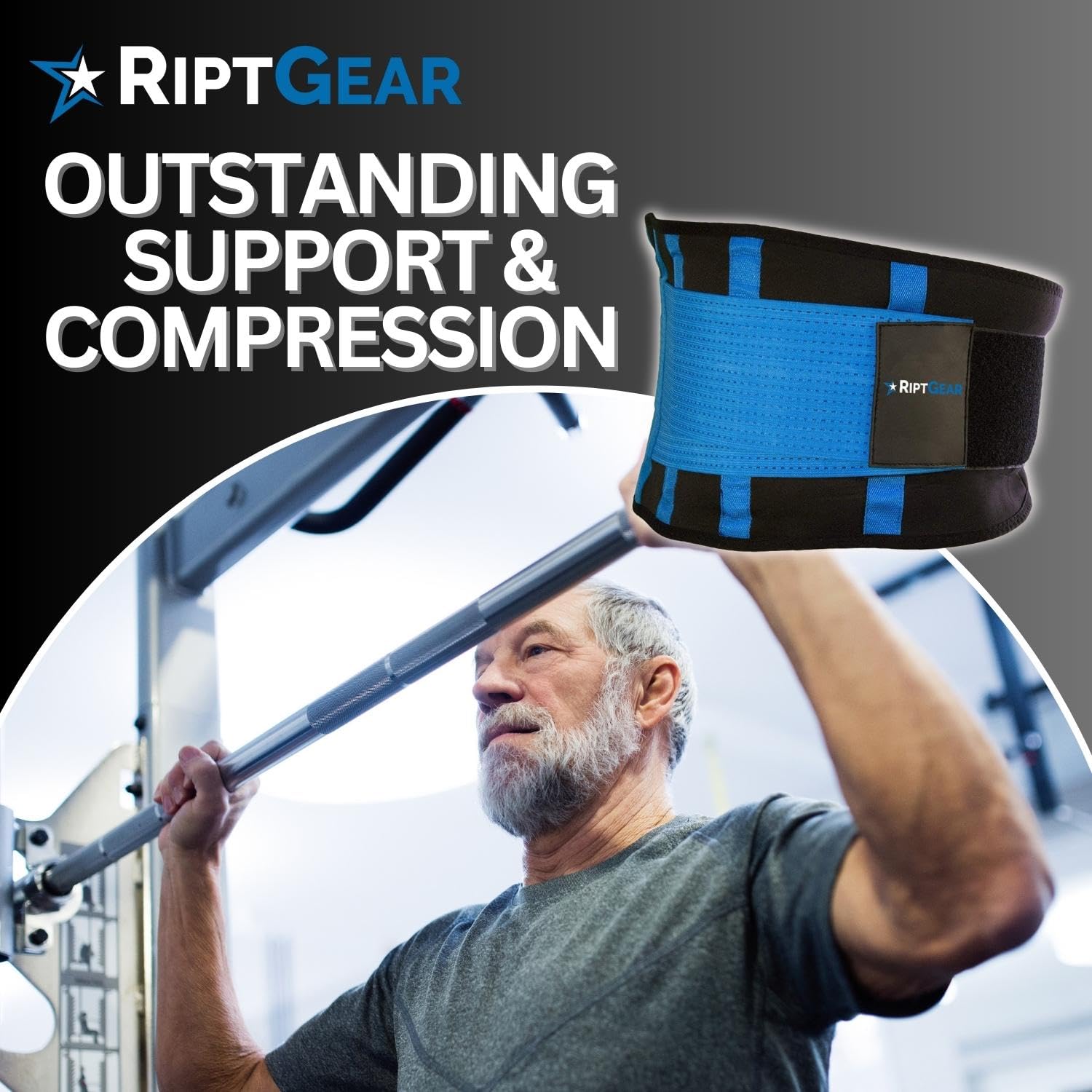 RiptGear Back Brace for Lower Back Pain Relief - Breathable Back Brace for Men and Women - Ideal for Lifting, Work, Sciatica, Herniated Disc, and Lumbar Support - Blue, Large (Waist: 32"-35")