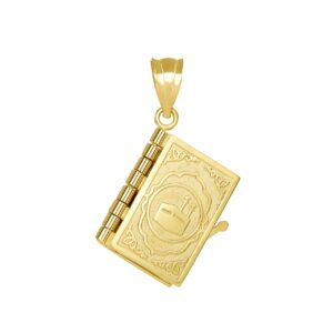 qur'an 10k gold arab islamic sacred 3d book muslim bible koran pendant