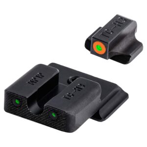 truglo tg-tg231mp1c tritium pro glow in the dark night/day handgun gun sight w/ orange ring, compatible w/ smith &wesson m&p pistols, black