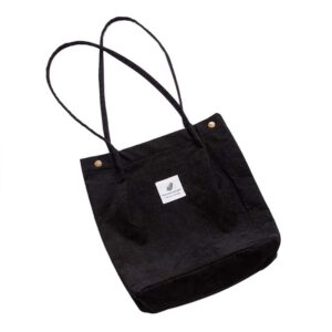 belsmi womens ladies 13 inches corduroy tote bag (black)