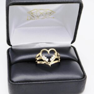 Dazzlingrock Collection 0.18 Carat (ctw) 18K Round White Diamond Cocktail Heart Right Hand Ring, Yellow Gold, Size 5