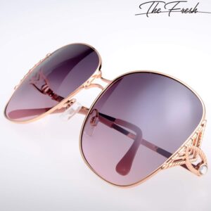 The Fresh Classic Crystal Elegant Women Beauty Design Sunglasses Gift Box (L153-Gold, Grey/Pink)