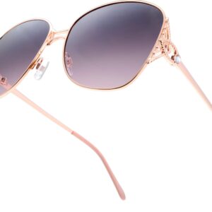 The Fresh Classic Crystal Elegant Women Beauty Design Sunglasses Gift Box (L153-Gold, Grey/Pink)