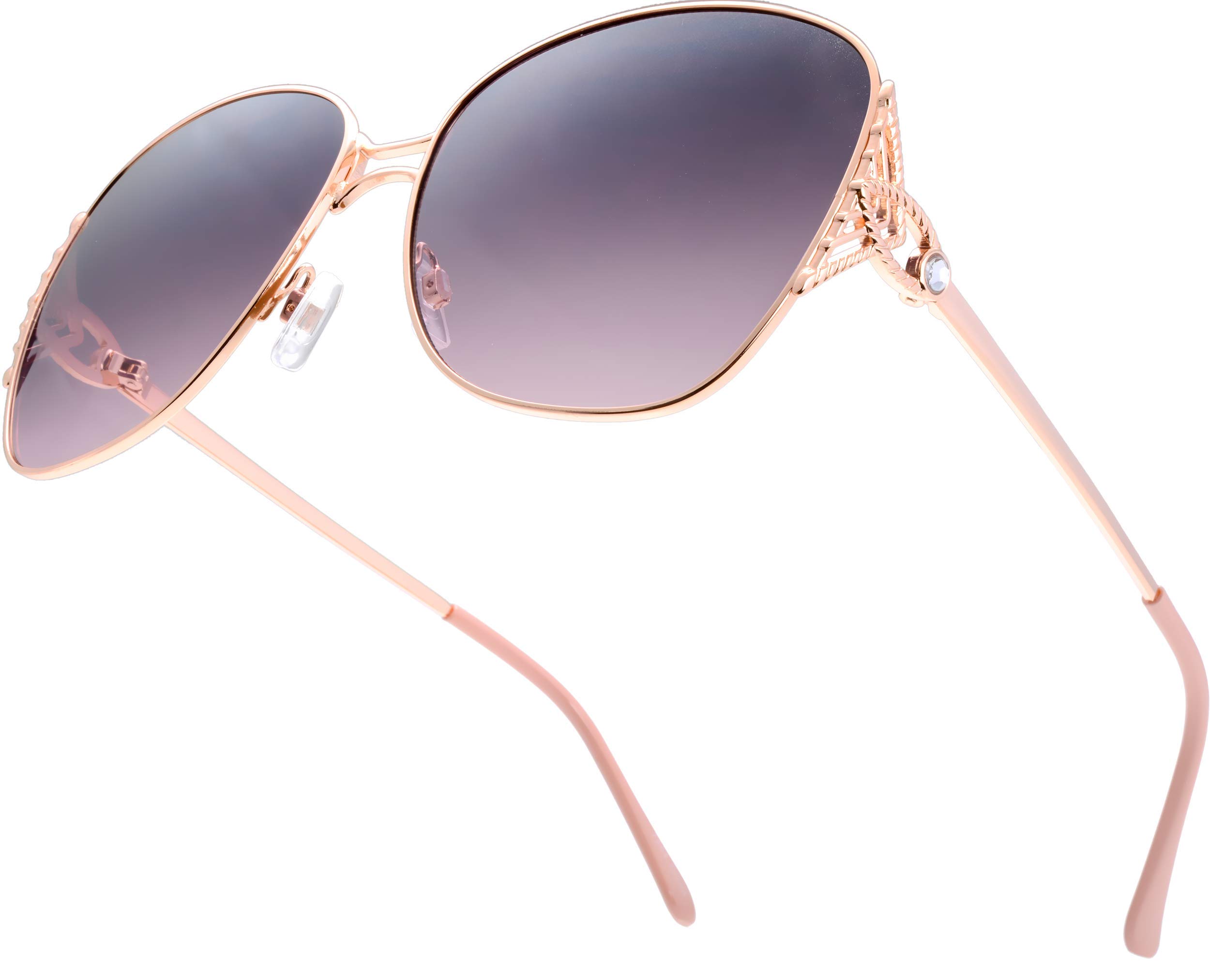 The Fresh Classic Crystal Elegant Women Beauty Design Sunglasses Gift Box (L153-Gold, Grey/Pink)