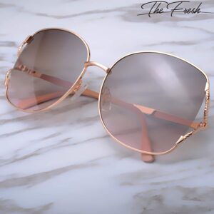 The Fresh Classic Crystal Elegant Women Beauty Design Sunglasses Gift Box (L142-Gold, Brown/Pink)