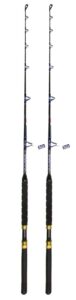 xcaliber marine pair of (2) inshore series 6' 20-40 lb saltwater boat rods (blue and silver)