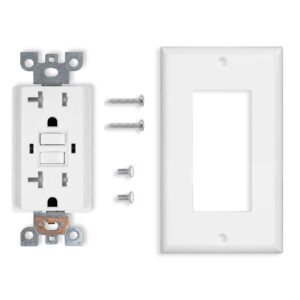 Everelectrix 10 Pack GFCI White Outlet Receptacle, Tamper Resistant GFCI Outlet 20 Amp/125-Volt, Self-Test Function with LED Indicator 20 Amp GFCI Outlets, UL/cUL Listed, Wall Plate Screws Included