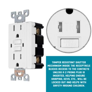 Everelectrix 10 Pack GFCI White Outlet Receptacle, Tamper Resistant GFCI Outlet 20 Amp/125-Volt, Self-Test Function with LED Indicator 20 Amp GFCI Outlets, UL/cUL Listed, Wall Plate Screws Included