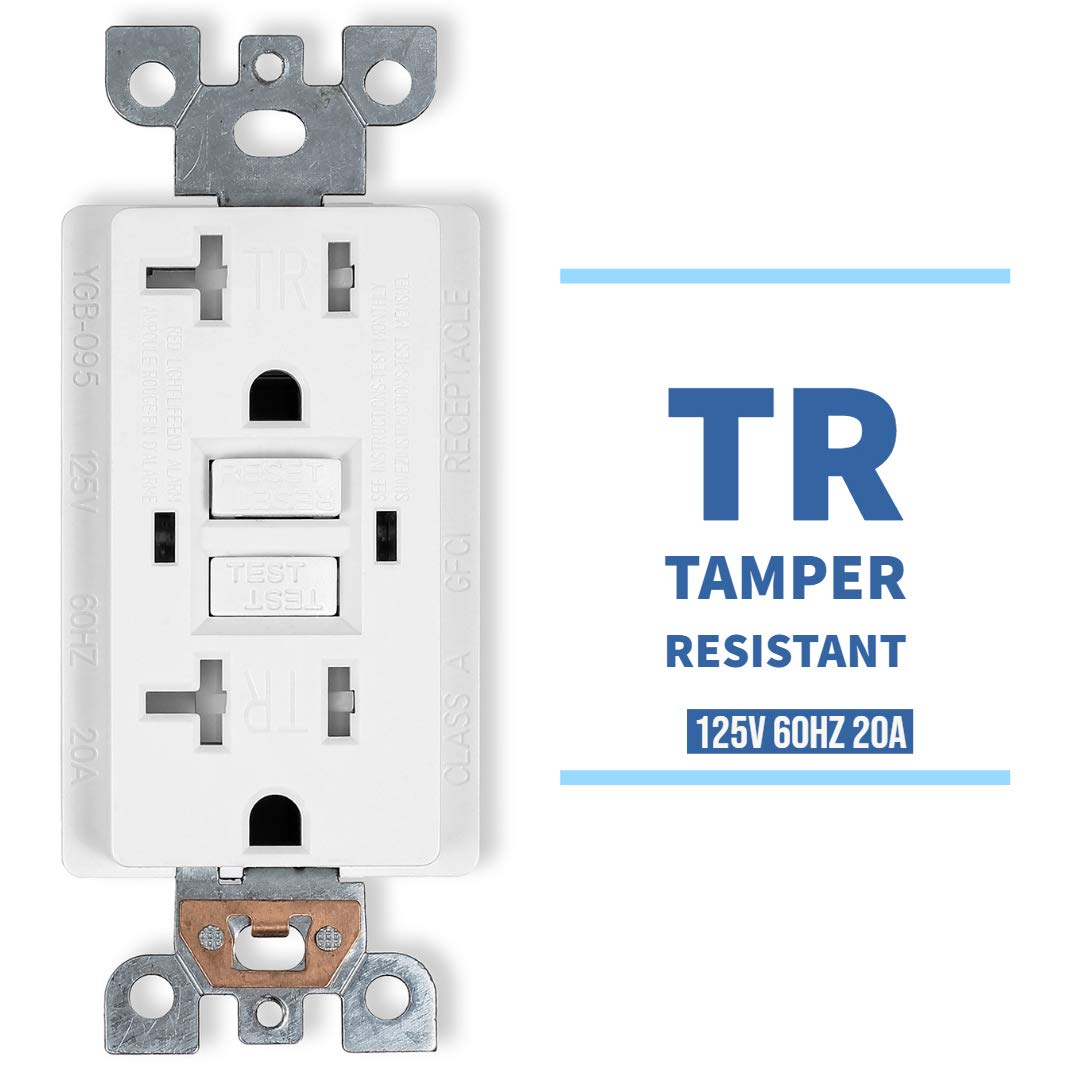 Everelectrix 10 Pack GFCI White Outlet Receptacle, Tamper Resistant GFCI Outlet 20 Amp/125-Volt, Self-Test Function with LED Indicator 20 Amp GFCI Outlets, UL/cUL Listed, Wall Plate Screws Included