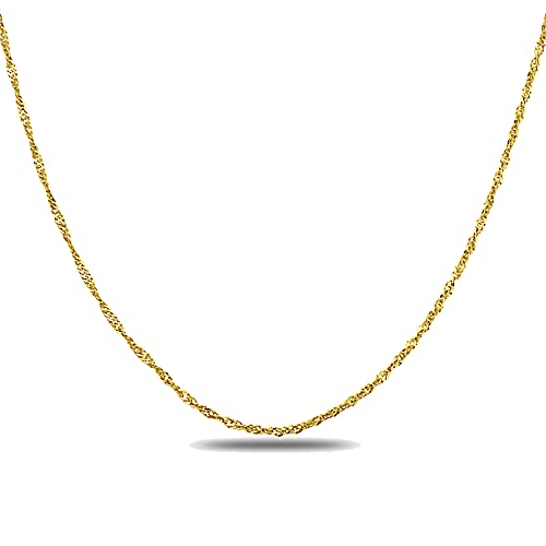 PORI JEWELERS 18K Gold 1.8MM Singapore Chain Necklace- Available in Yellow, White or Rose -14"-30" (Yellow, 24)