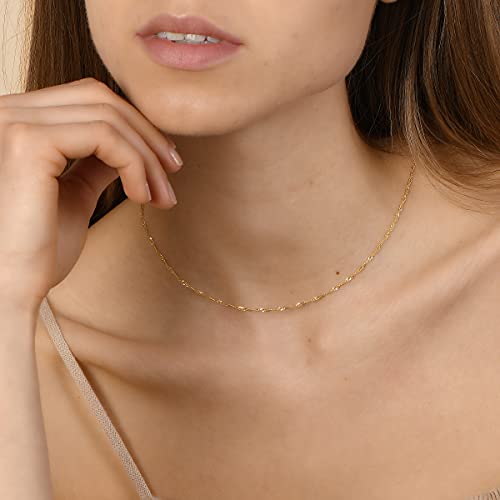 PORI JEWELERS 18K Gold 1.8MM Singapore Chain Necklace- Available in Yellow, White or Rose -14"-30" (Yellow, 24)