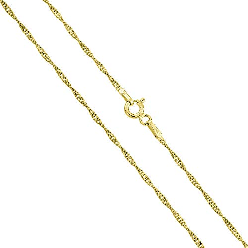 PORI JEWELERS 18K Gold 1.8MM Singapore Chain Necklace- Available in Yellow, White or Rose -14"-30" (Yellow, 24)