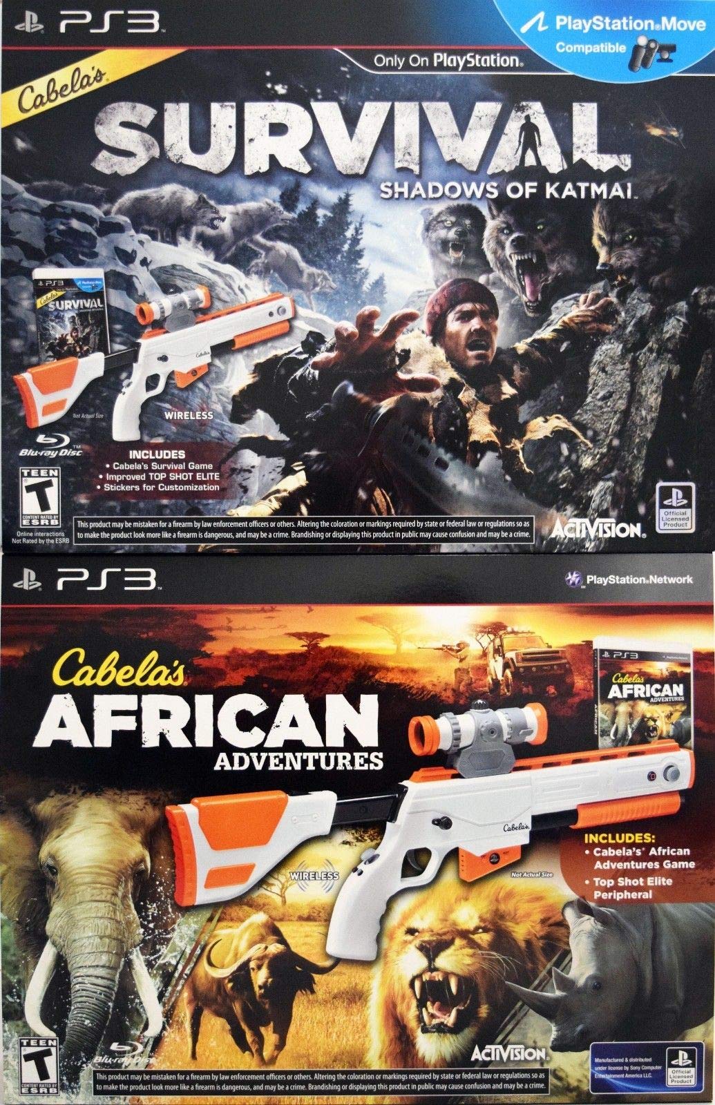 Cabela's DOUBLE GUN BUNDLE Shadows of Katmai + PS3 African Adventures Game for Sony Playstation 3