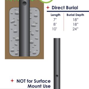 Solus SP7-C-BZ 7' Outdoor Direct Burial Lamp Post with Cross Arm & Grounded Convenience Outlet, Fits 3" Post Top Fixtures, Includes Inlet Hole, Easy to Install, Corrosion & Weather Resistant, Bronze